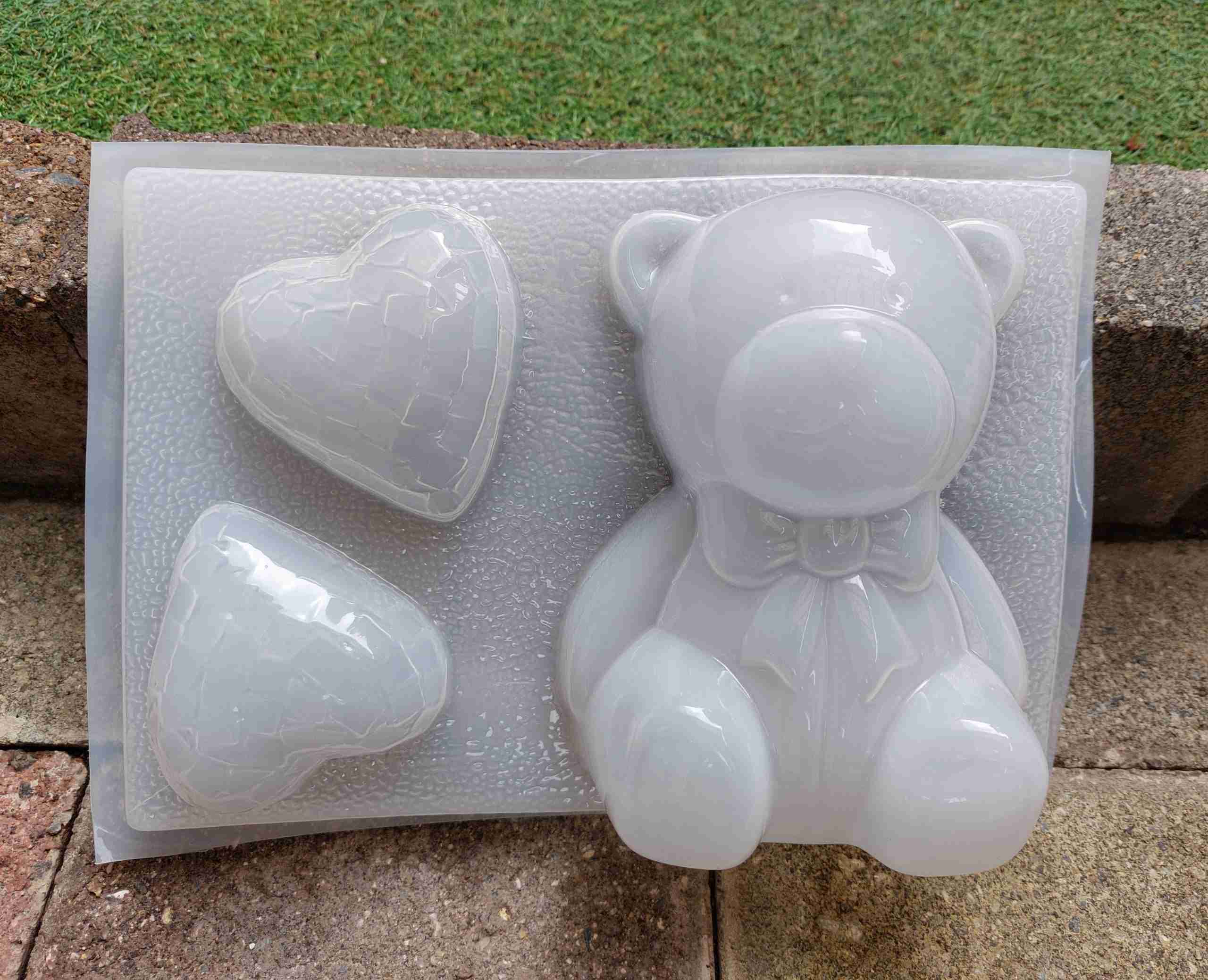 Molde Oso 3D con 2 corazones - Gelartistica