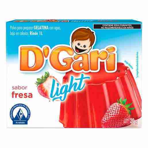 Gelatina D`Gari light sabor fresa con color 20 gramos Rinde 1 litro ...